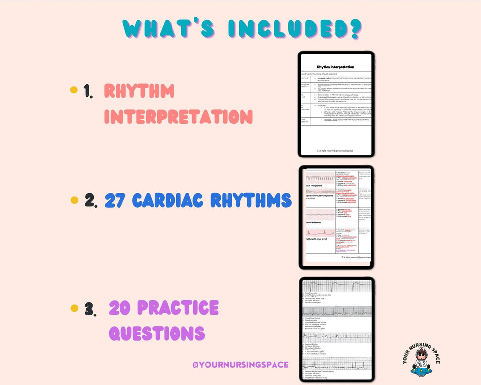 ECG & Dysrhythmia Interpretation Bundle | Nursing School and ICU Cardi ...